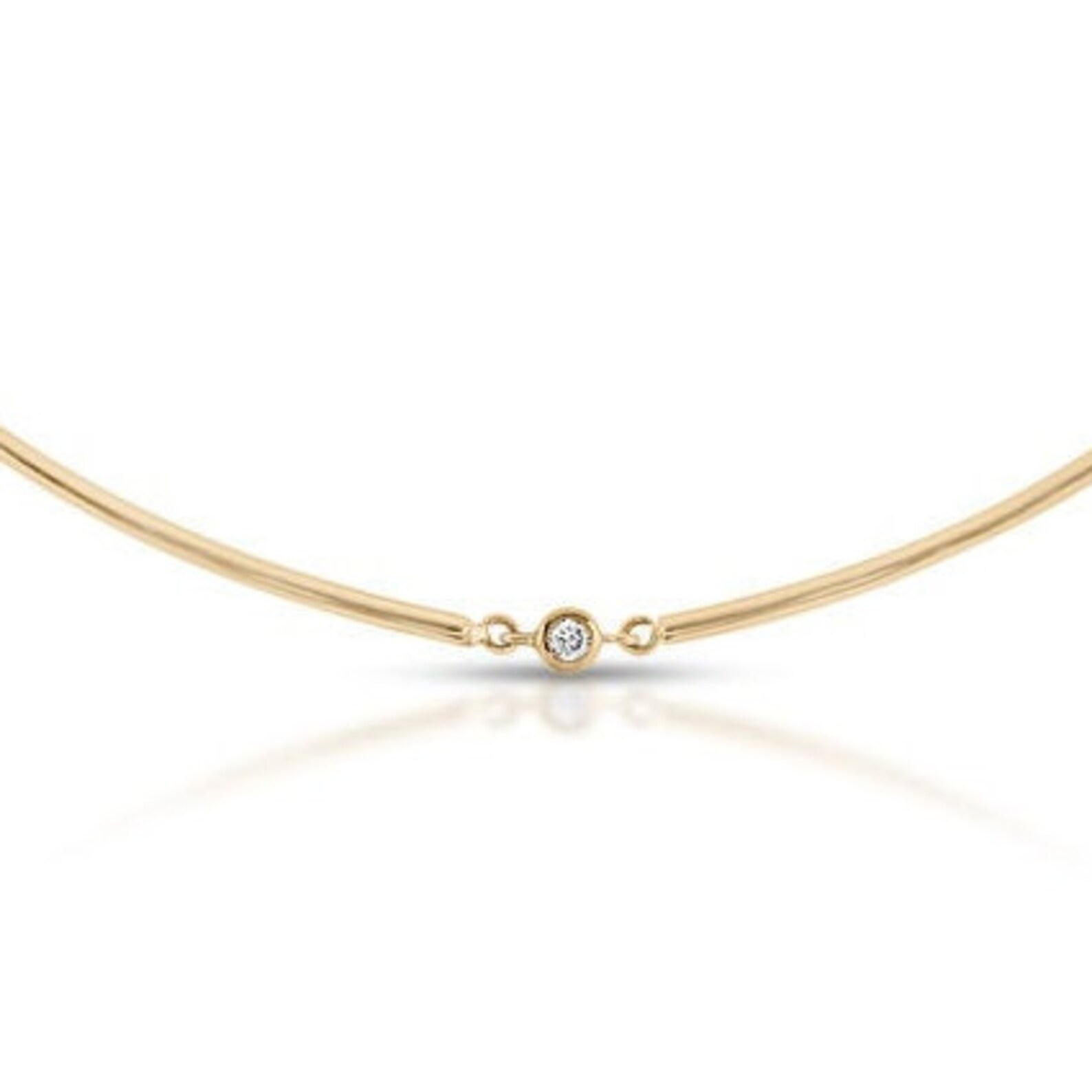 Solid 14k Gold Diamond Choker Necklace Dainty Diamond - Etsy