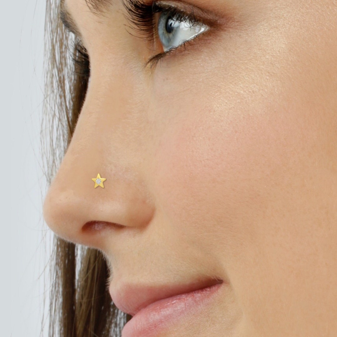 14k Gold Stars Nose Stud - Etsy