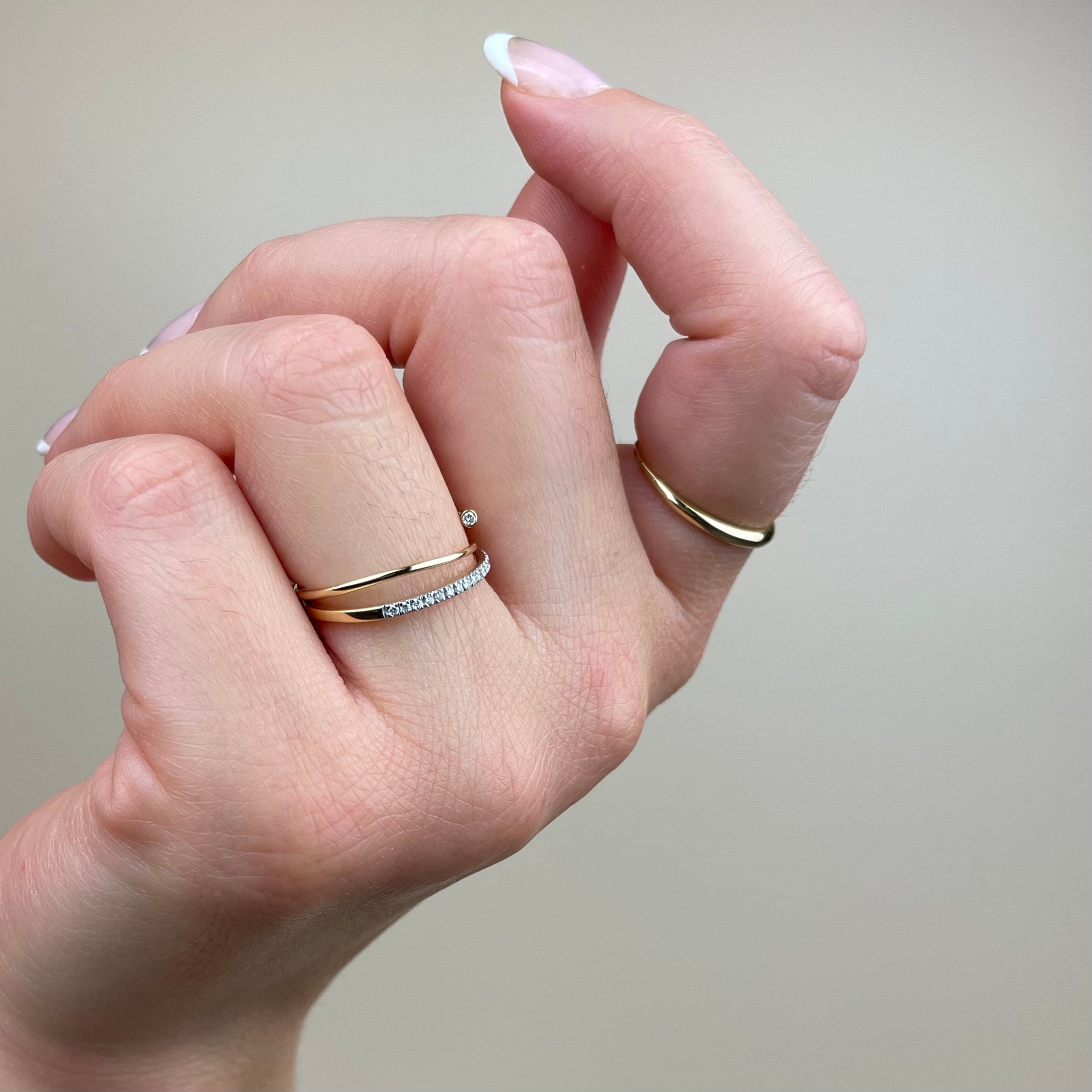 14k Gold Diamond Tusk Ring Unique Open Cuff Ring - Etsy