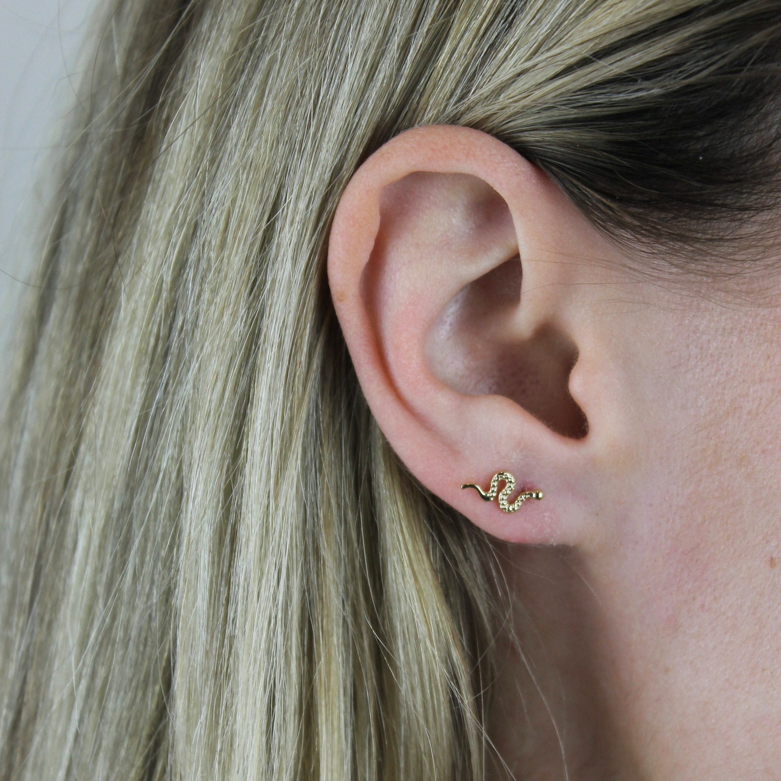 Gold Snake Stud Earrings | Etsy