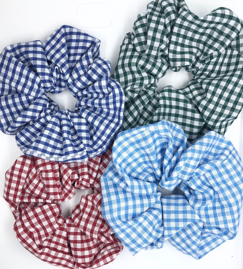 School Gingham Scrunchie, Girls Scrunchy, Hair Tie, Bobble, Check, Hair ...