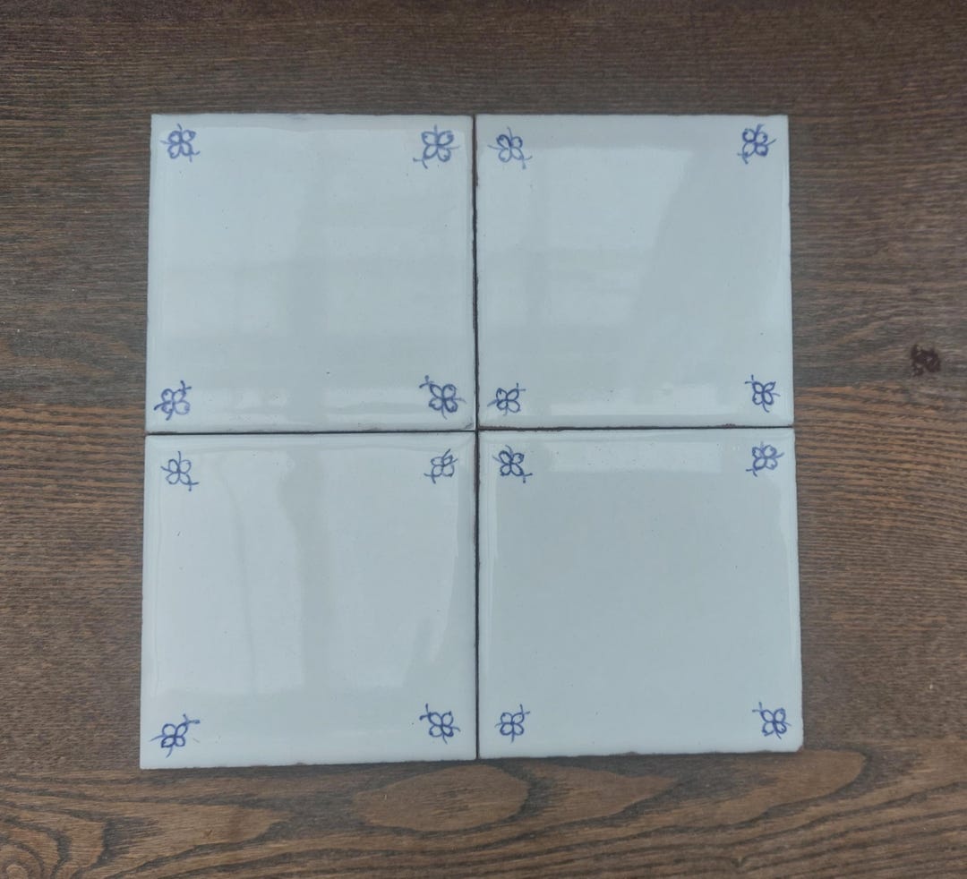 Hand-painted Delft Style Ceramic Corner Tile - 4x4" Backsplash Decor - Etsy