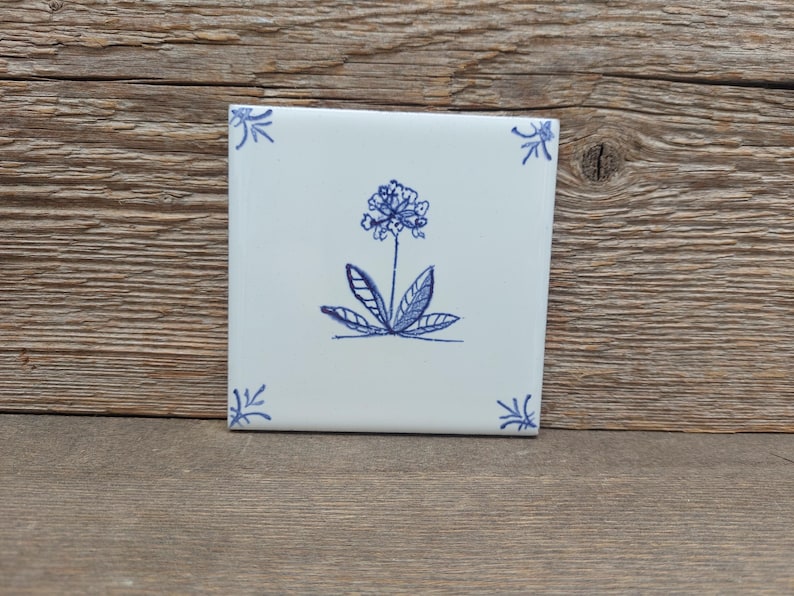 Hand-painted Delft Style Flower Tile Set: Spring Decor (4x4 Inches) - Etsy
