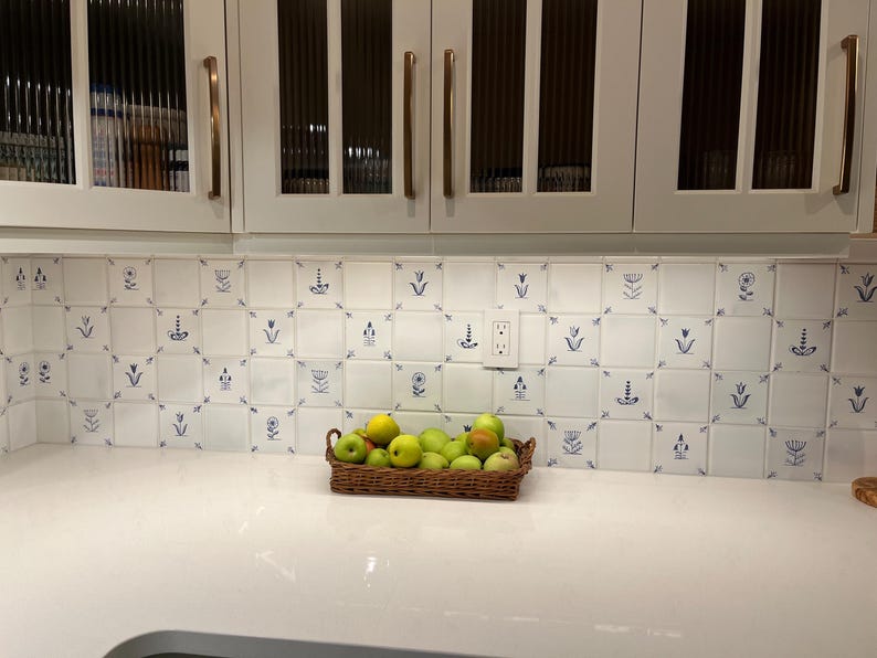 Hand Painted Delft Style Backsplash Tile Set of 50 Decorative Corner ...