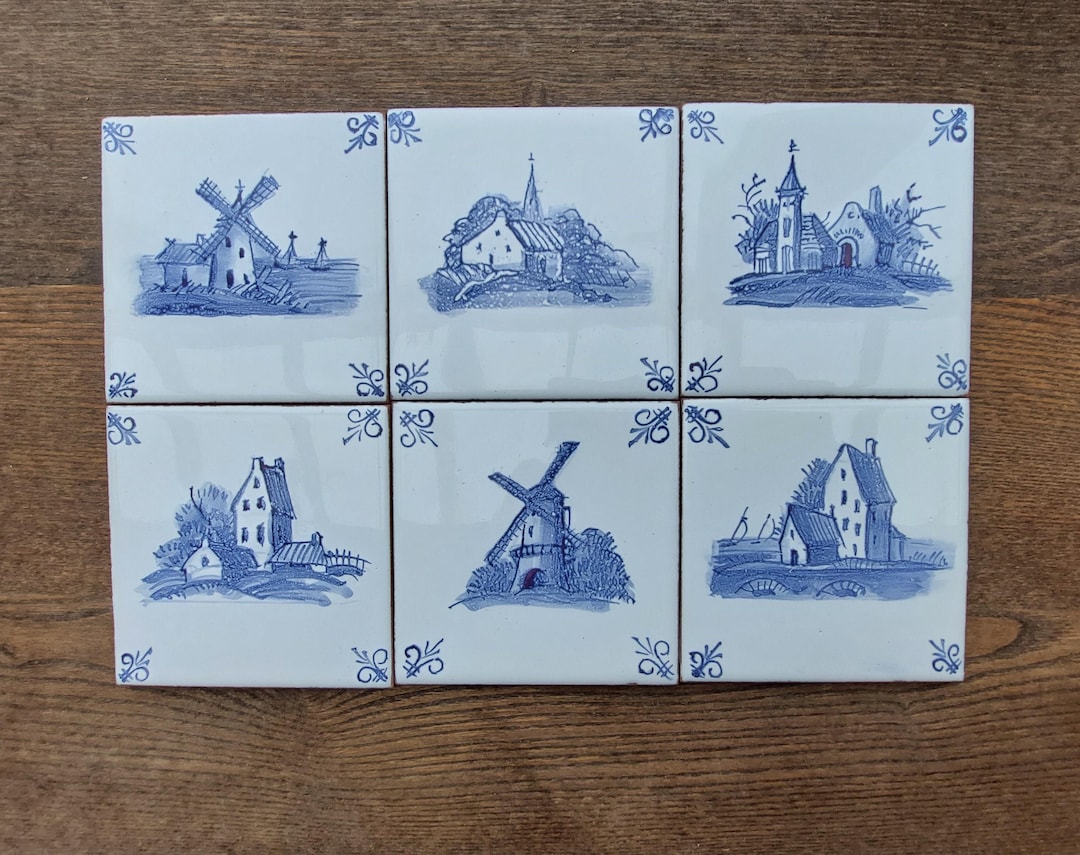 Blue and White Hand Painted Dutch Landscape Replica Ceramic Tiles ...