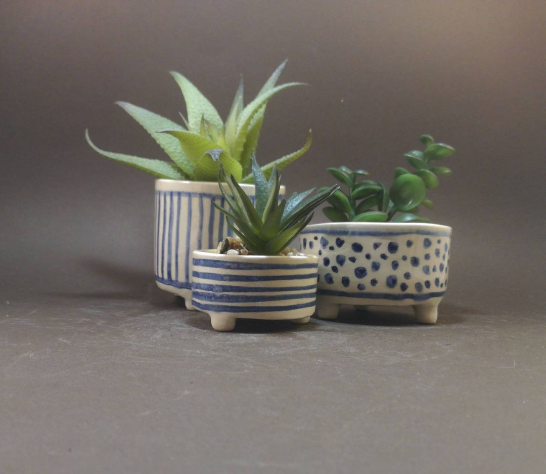 Handmade Pottery Tiny Cactus Planter Set of 3. Ceramic Planter. Ceramic ...