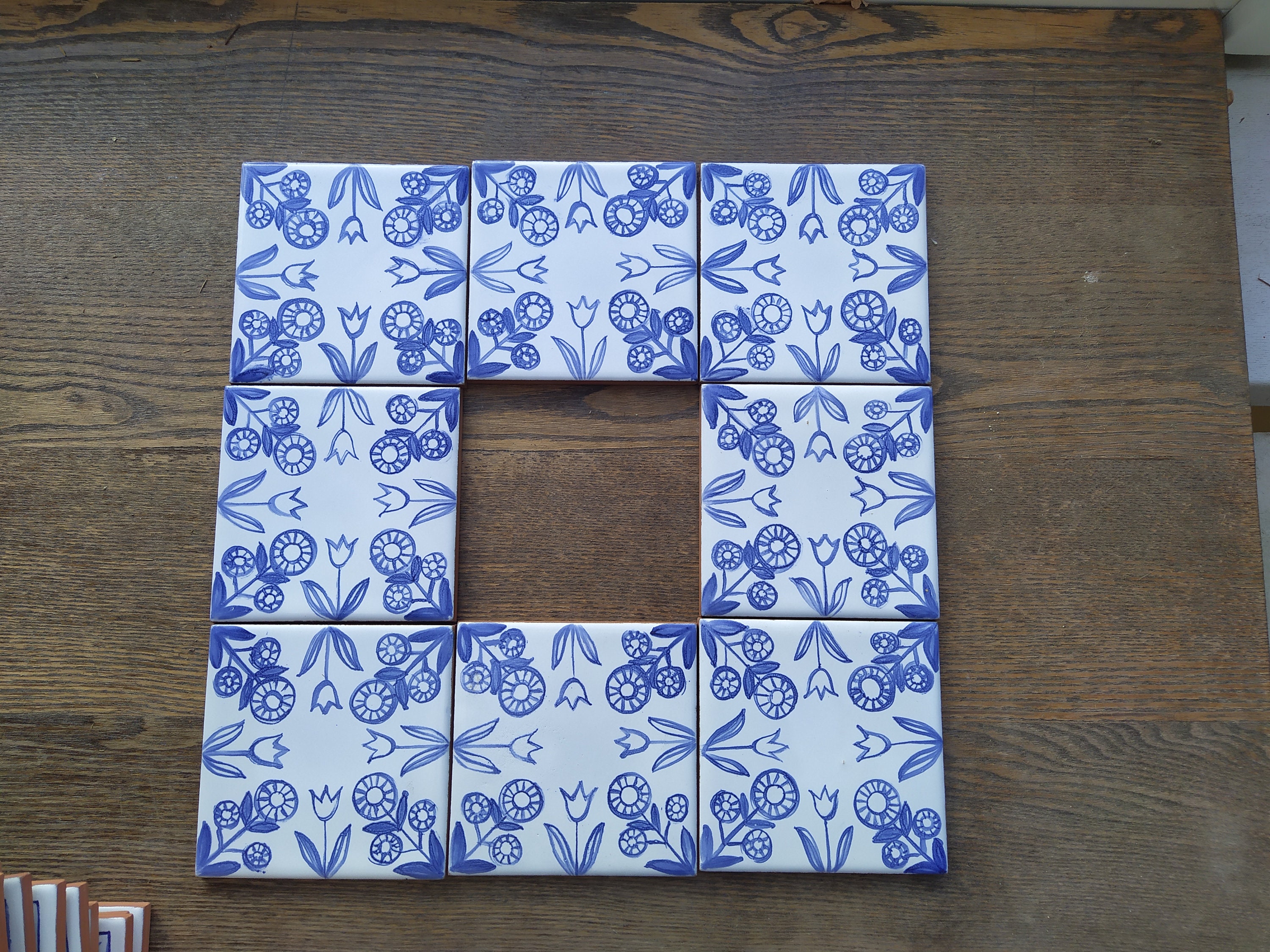 Delft Blue Ceramic Tile Wall Decor. Set of 9. Dutch Style Tiles With ...