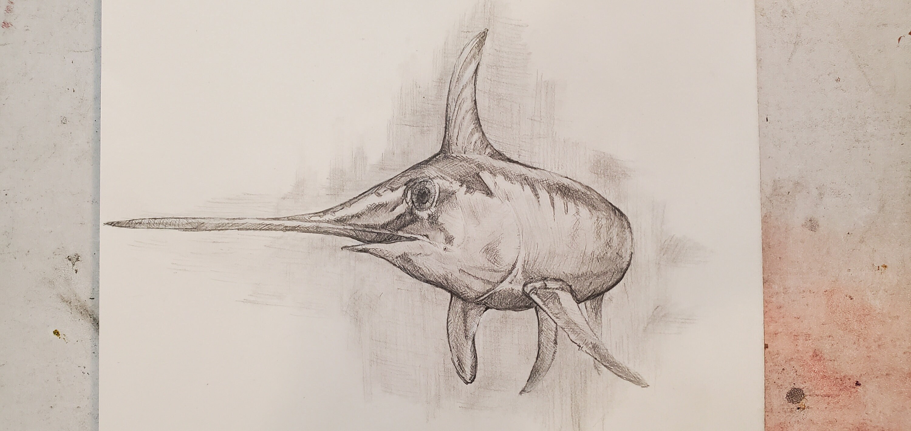 Original Swordfish Drawing on Paper, Detailed Wildlife Art for Home ...
