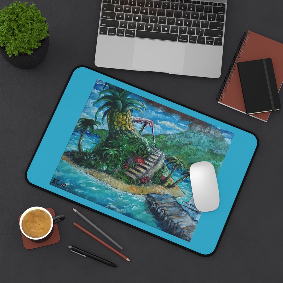Pineapple Island Desk Mat, Tropical Desk Mat, Beach-themed Desk Mat ...