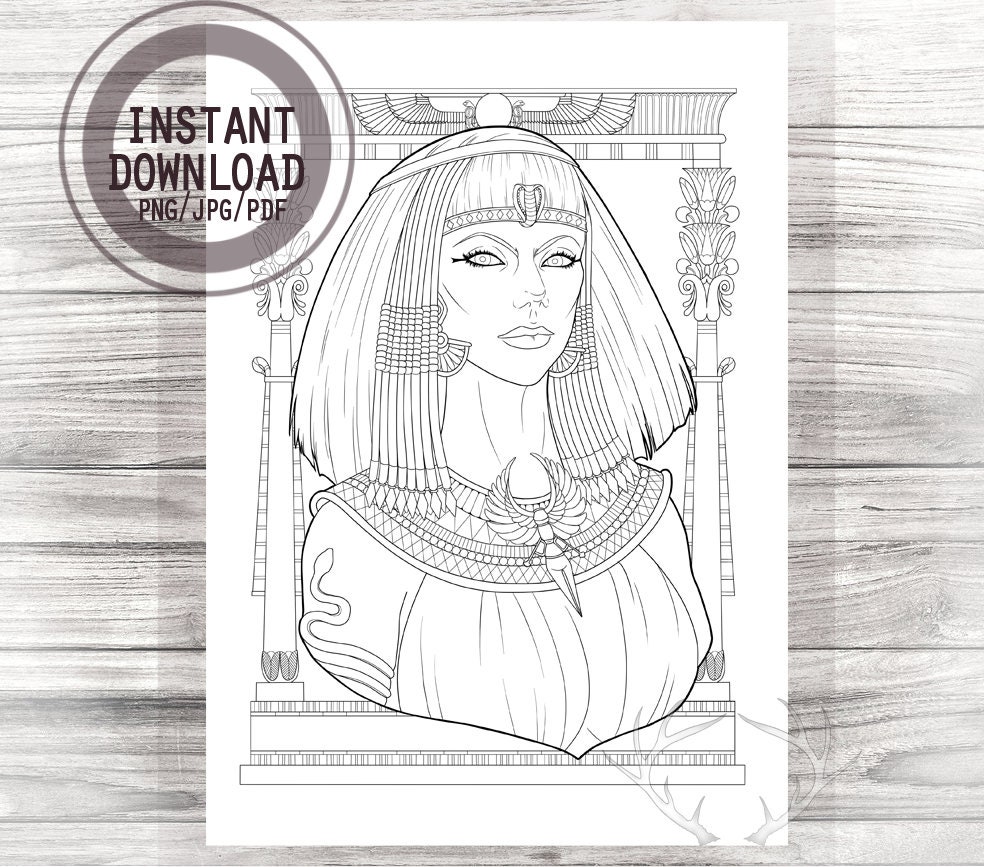 Cleopatra Coloring Page, Egyptian Queen Portrait Coloring Page ...
