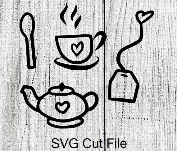 Teacup Teabag Teapot Tea SVG File Hand Drawn Handdrawn Design | Etsy