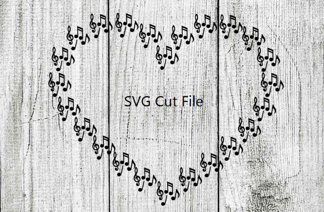 Music Notes Monogram Heart Frame Design Element SVG File Commercial Use ...
