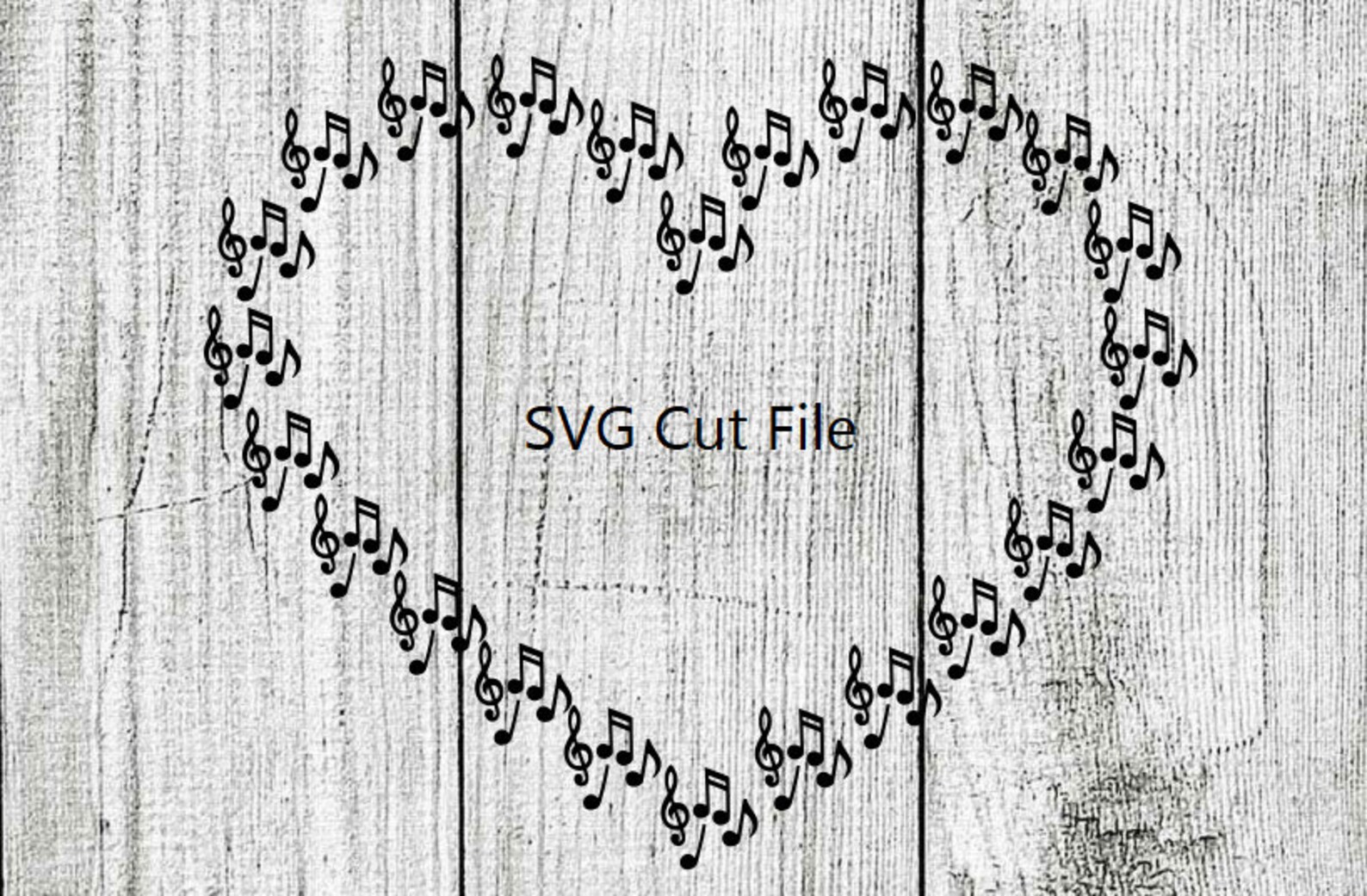 Music Notes Monogram Heart Frame Design Element SVG File Commercial Use ...