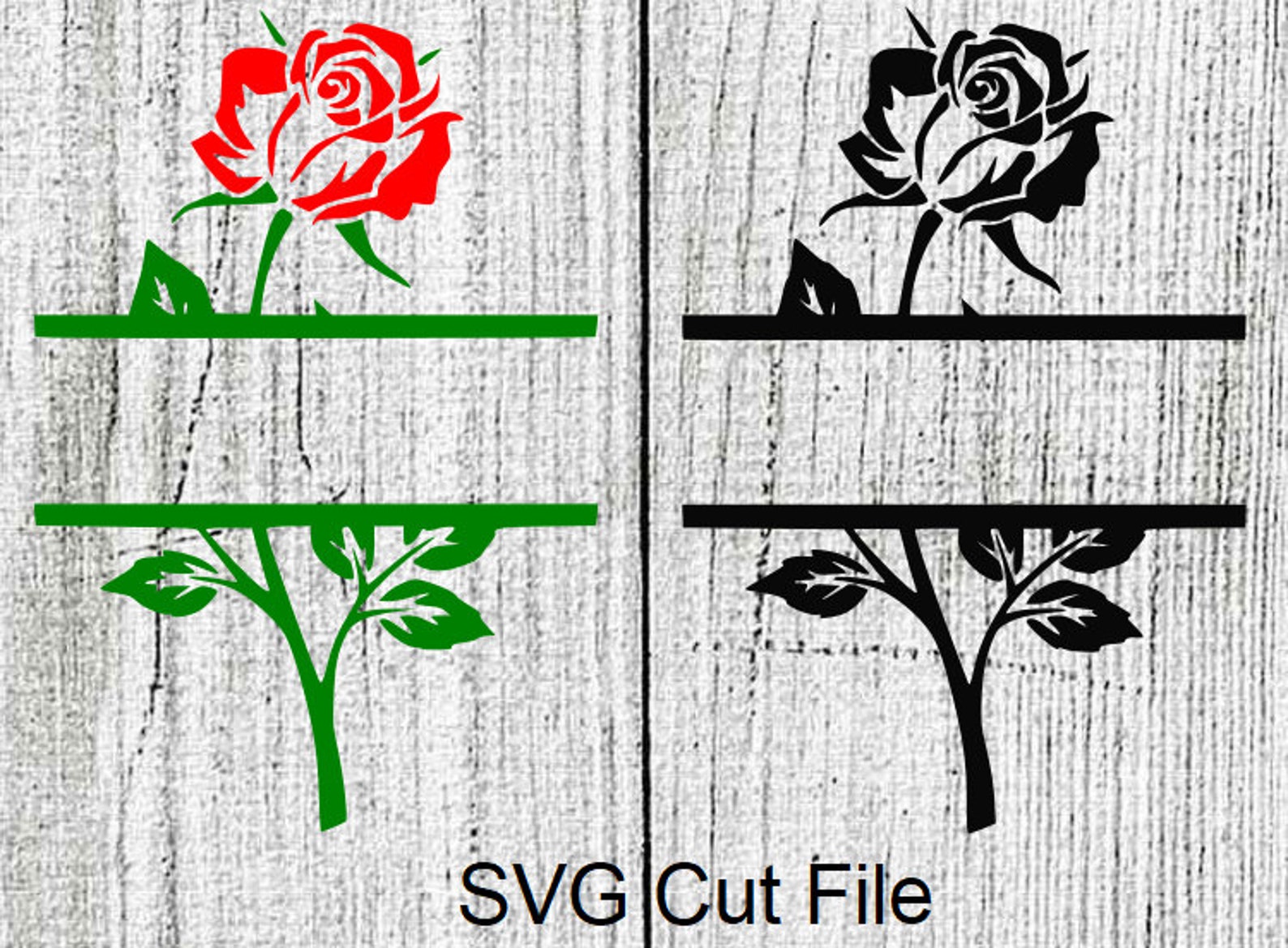Rose Flower Split Monogram Svg Etsy
