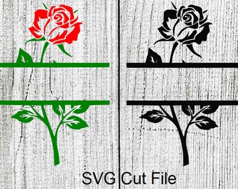 Rose Monogram SVG, Floral Split Name Monogram Svg. Vector Cut File for ...