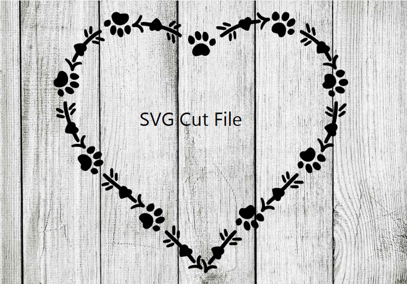 Pawprint Paw Print Heart Shaped Arrows Monogram Heart Frame Design ...