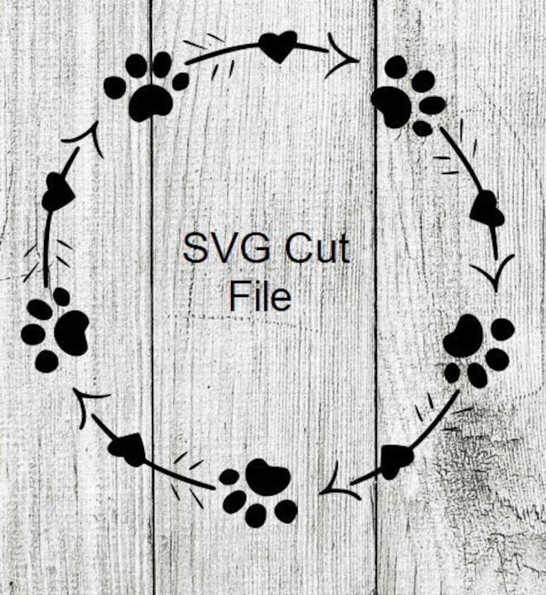 Pawprint Paw Print Heart Arrows Monogram Circle Frame Design Element ...