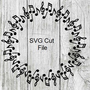 Music Notes Monogram Circle Frame Design Element SVG File - Etsy Canada
