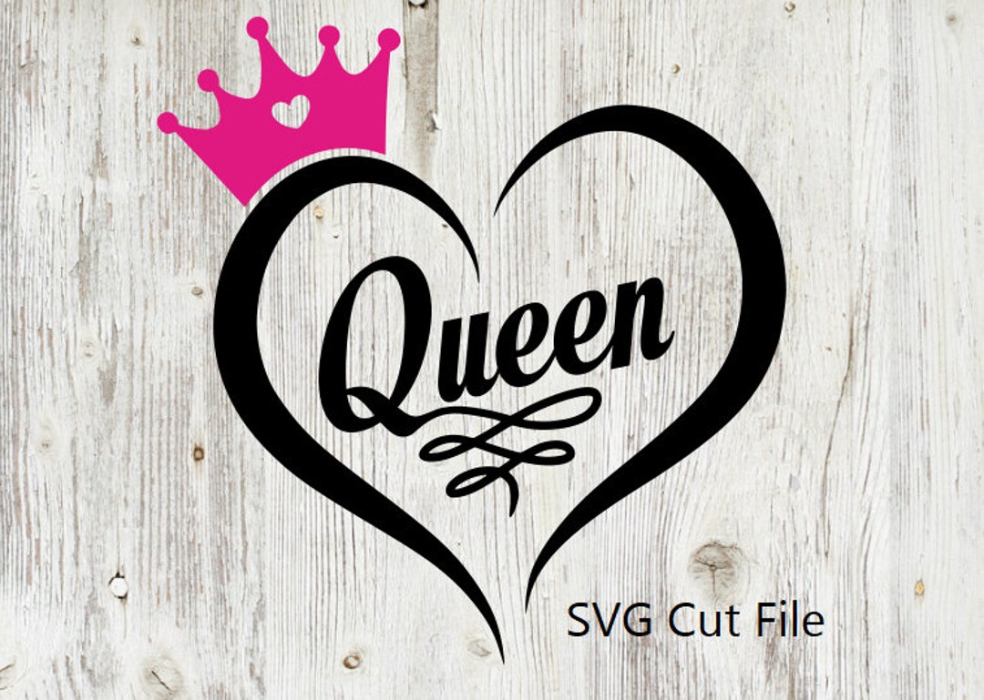 Queen Crown SVG Open Heart Cut File - Etsy