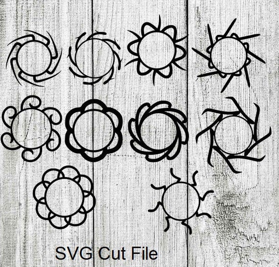 Monogram Circle Frames Design Element Funky Unique Handdrawn | Etsy