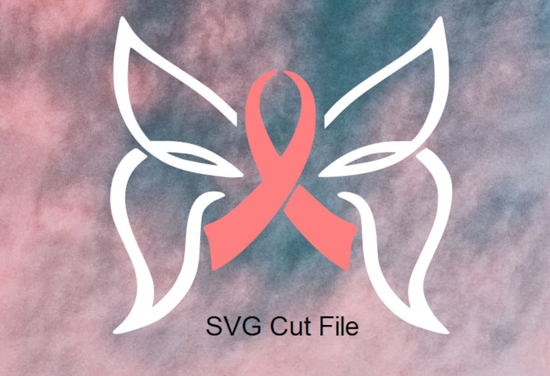 Breast Cancer Ribbon Butterfly SVG File Cut Ribbon in ANY Color ...