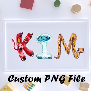 Personalized Monster Name Printable PNG Monster Letters Printable ...