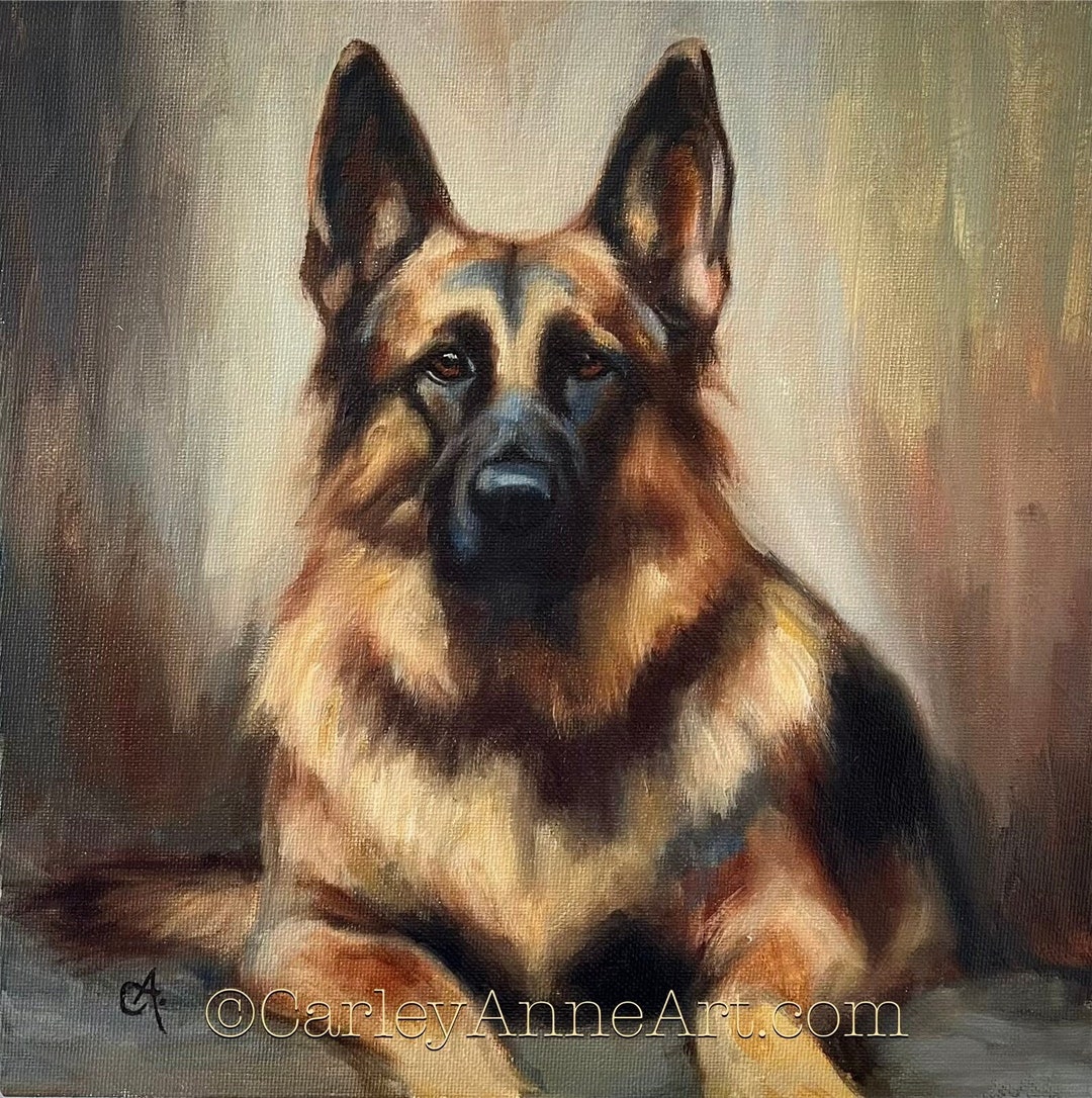 German Shepherd Dog Oil Painting - Etsy