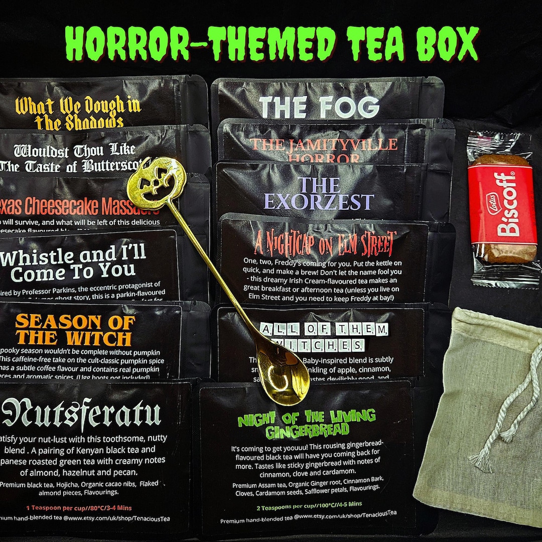 Tea Fiend Taster Box ~ 12 Spooky Horror Movie Themed Loose Leaf Sample ...