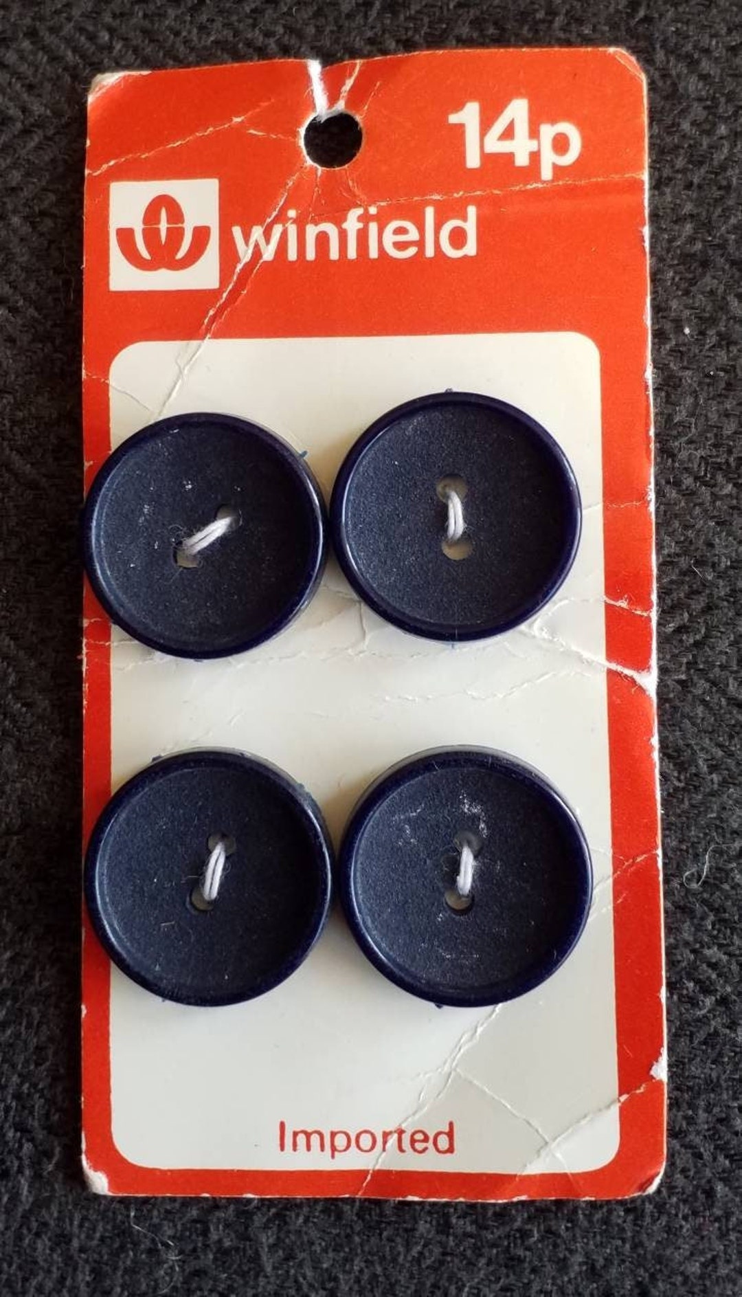 Vintage WINFIELD WOOLWORTHS Button Card of 4 Navy Plastic Buttons - Etsy