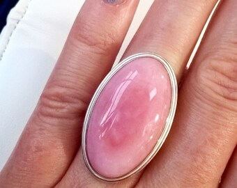 Pink opal ring | Etsy
