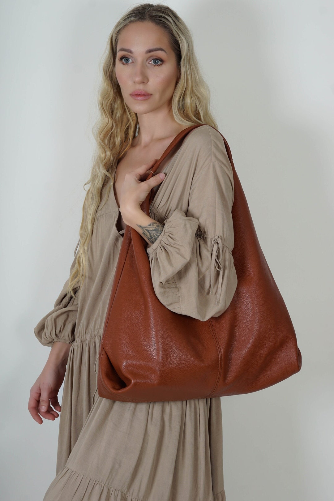 Luxurious Convertible Leather Bag Large Hobo & Small Purse Set for ...