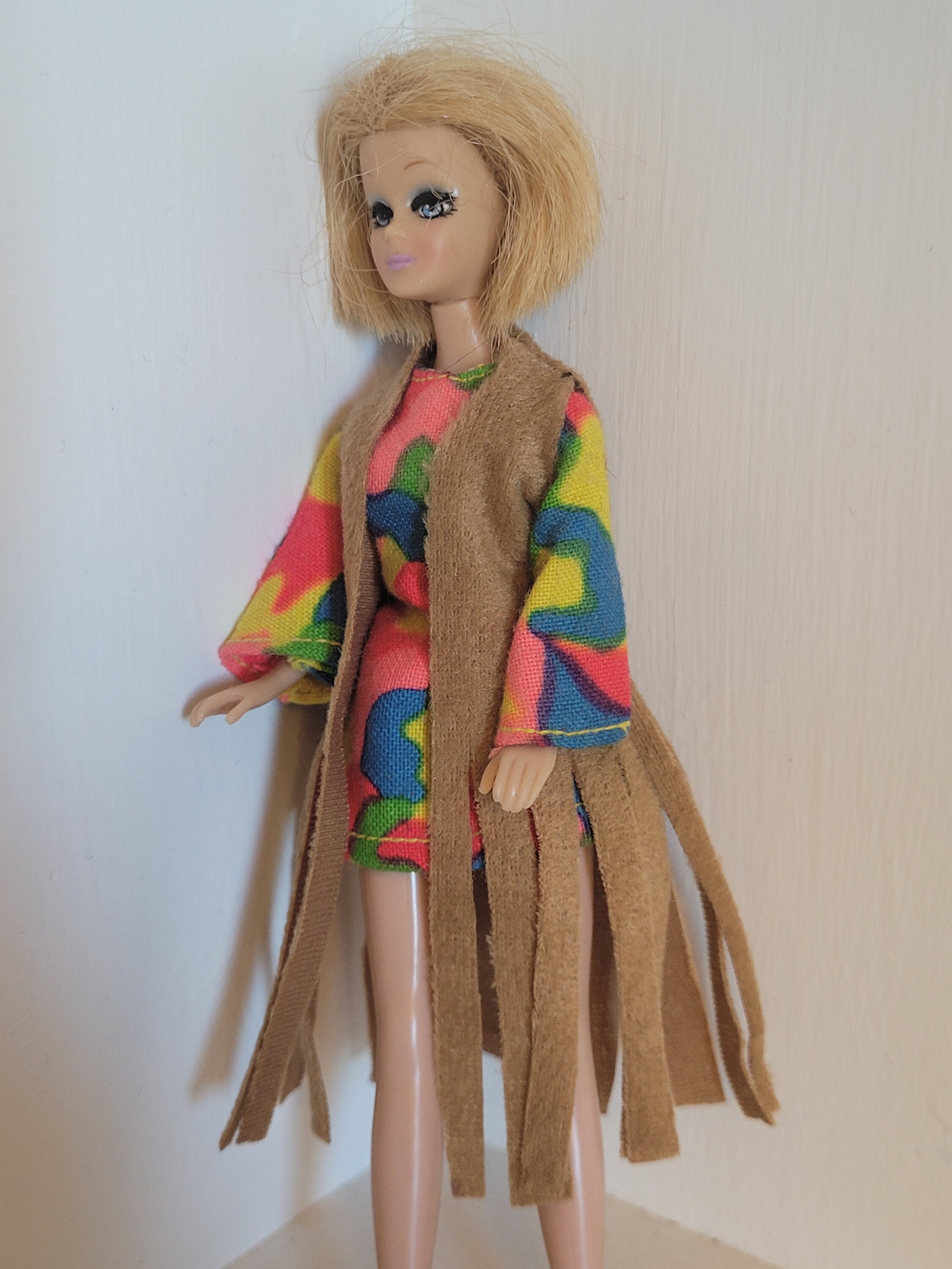 Dawn/pippa or Gary Doll Long Beige/brown/black Suede Hippie Fringed ...