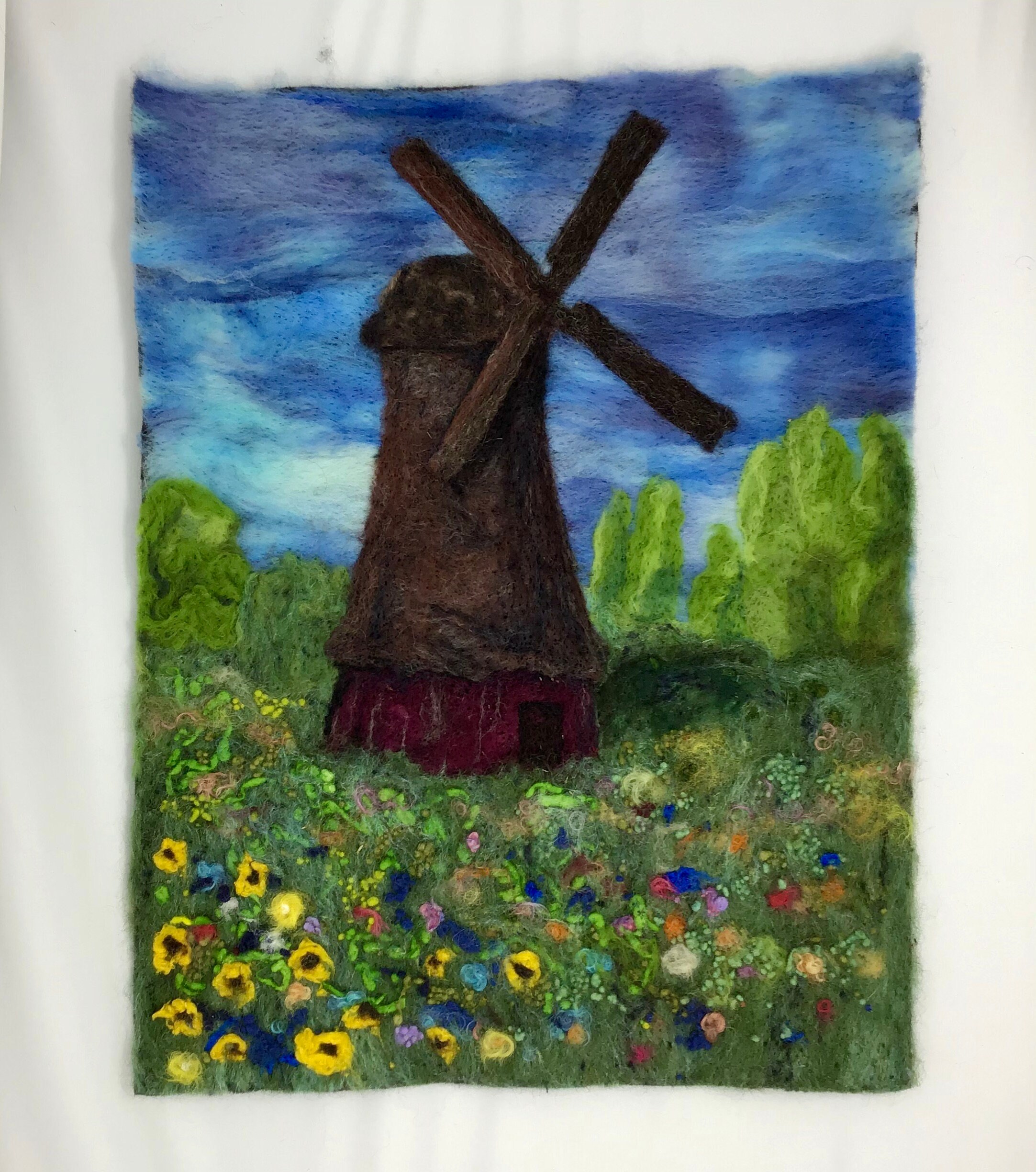 Still -colorful Felted Wool Windmill Painting - Etsy