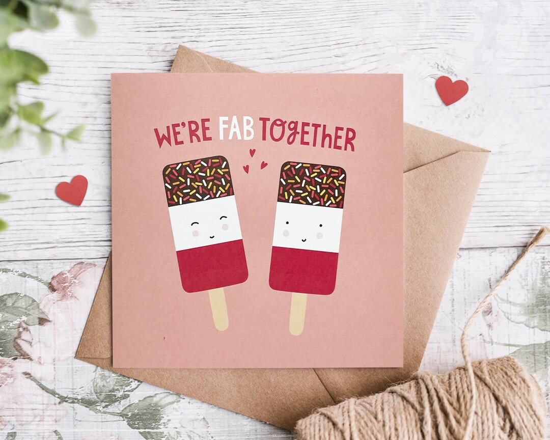 We're Fab Together - Cute Valentines Day Card. Fab Lolly. Boyfriend ...