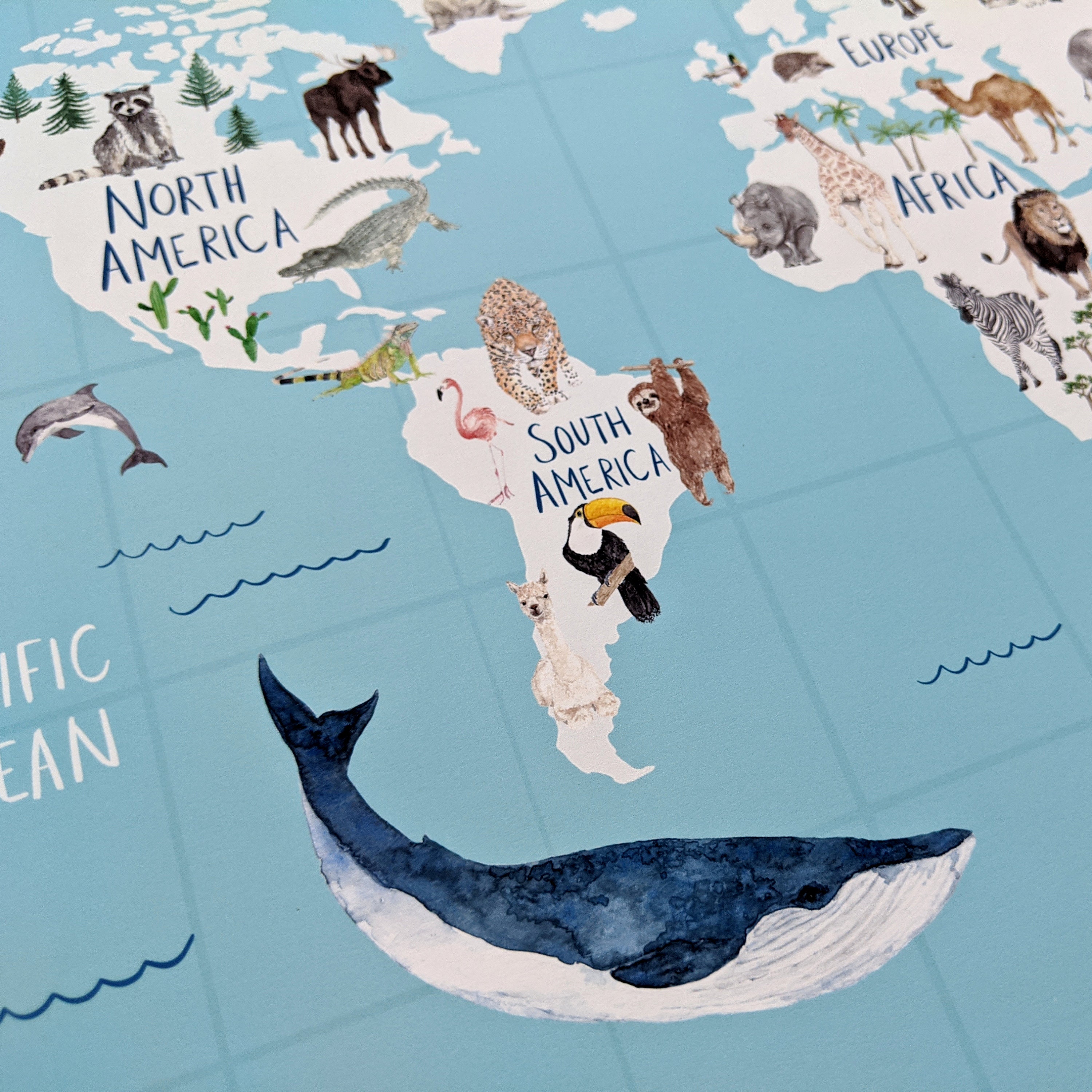 Illustrated Animal World Map Print Home decor for | Etsy