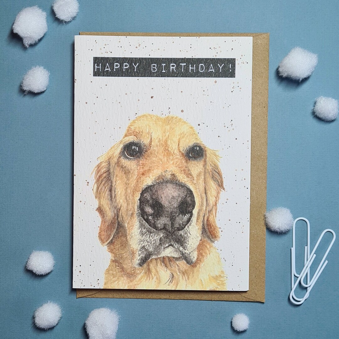 Golden Retriever Dog Birthday Card Golden Retriever Big Nose Card Dog ...