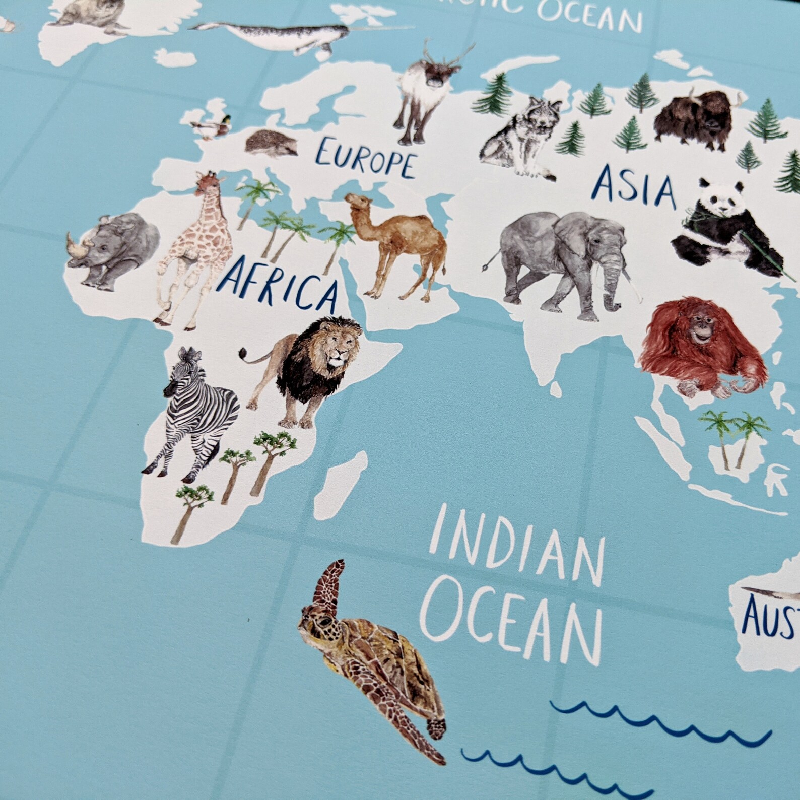Illustrated Animal World Map Print Home decor for | Etsy