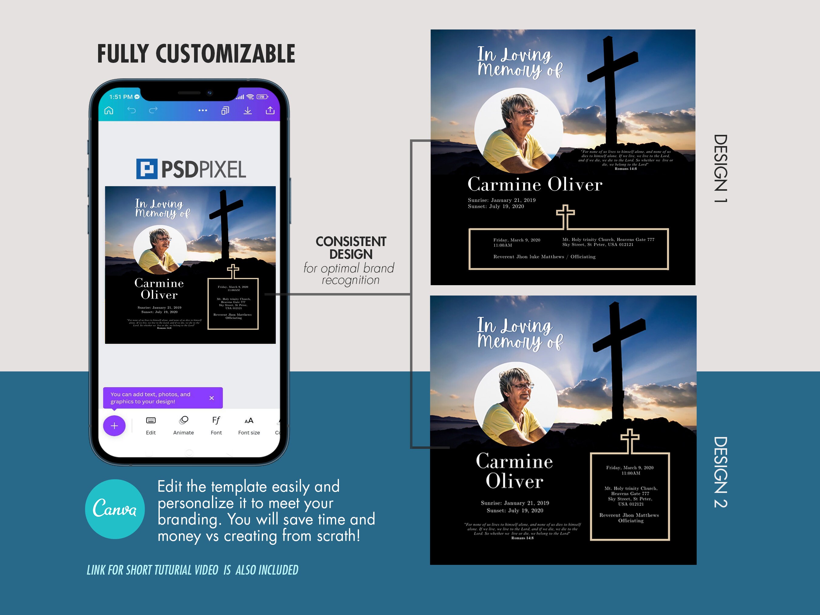 Internment and Funeral Program Flyer and Social Media Combo Promotional ...