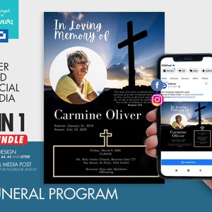 Internment and Funeral Program Flyer and Social Media Combo Promotional ...