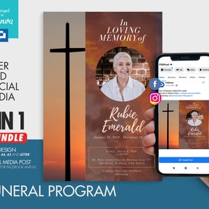 Memorial and Funeral Program Flyer and Social Media Combo Promotional ...