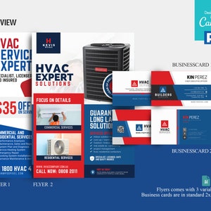 HVAC, Heating and Cooling Services Flyer and Business Card Print Combo ...