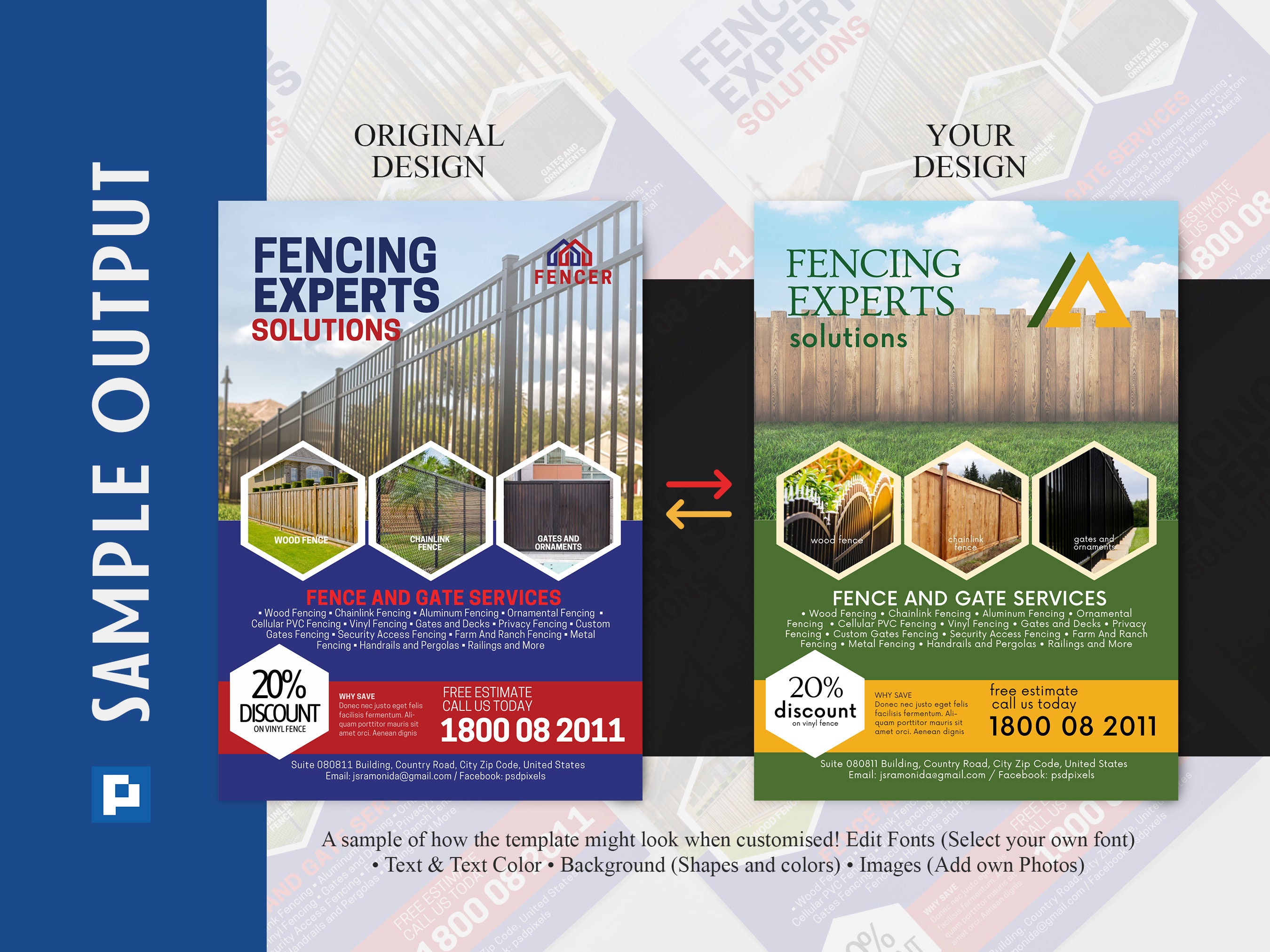 Fence Company Flyer & Business Card Template: Canva Print Combo - Etsy