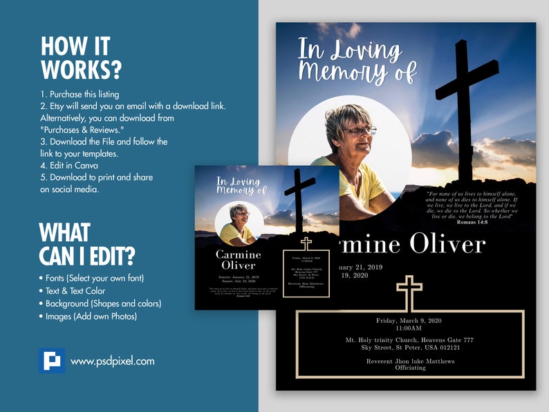 Internment and Funeral Program Flyer and Social Media Combo Promotional ...