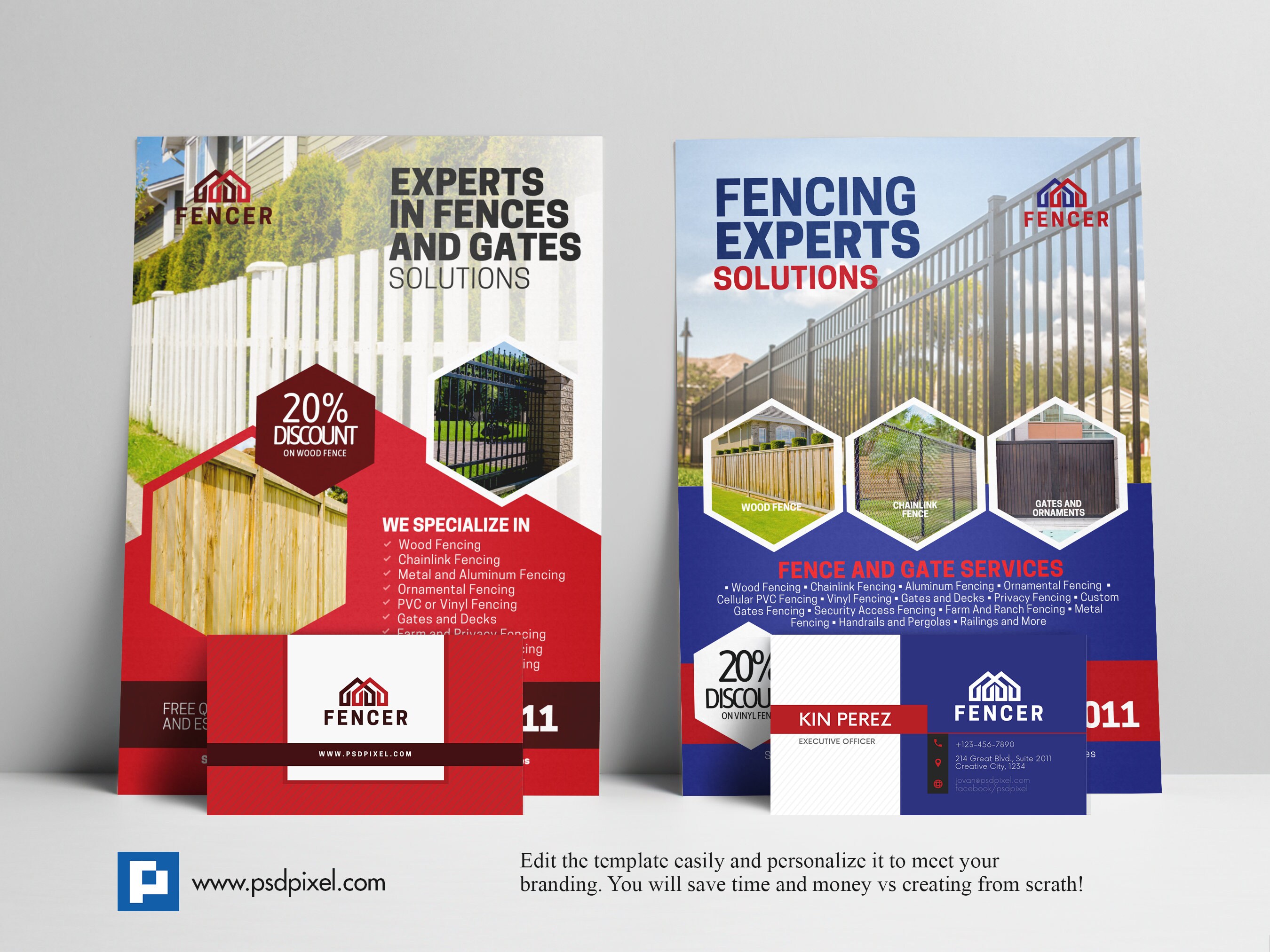 Fence Company Flyer & Business Card Template: Canva Print Combo - Etsy