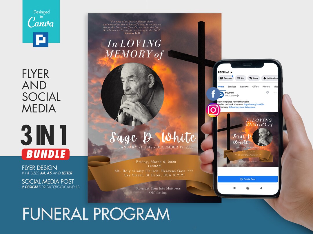 Internment and Memorial Program Flyer and Social Media Combo ...