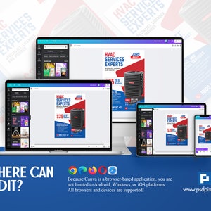 HVAC, Heating and Cooling Services Flyer and Business Card Print Combo ...