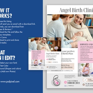Birthing Center Services Flyer and Social Media Combo Promotional Canva ...