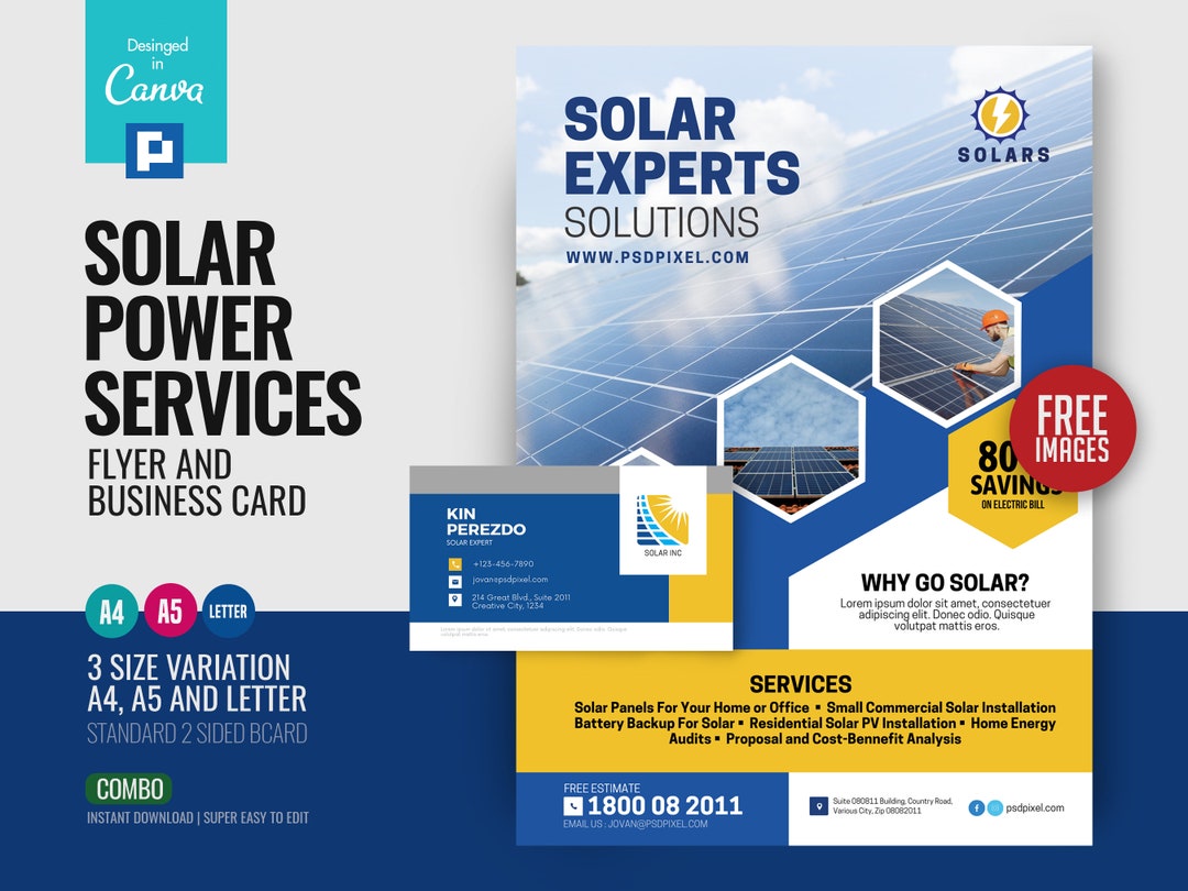 Solar Energy Promotional Flyer and Business Card DIY Flyer Template in ...