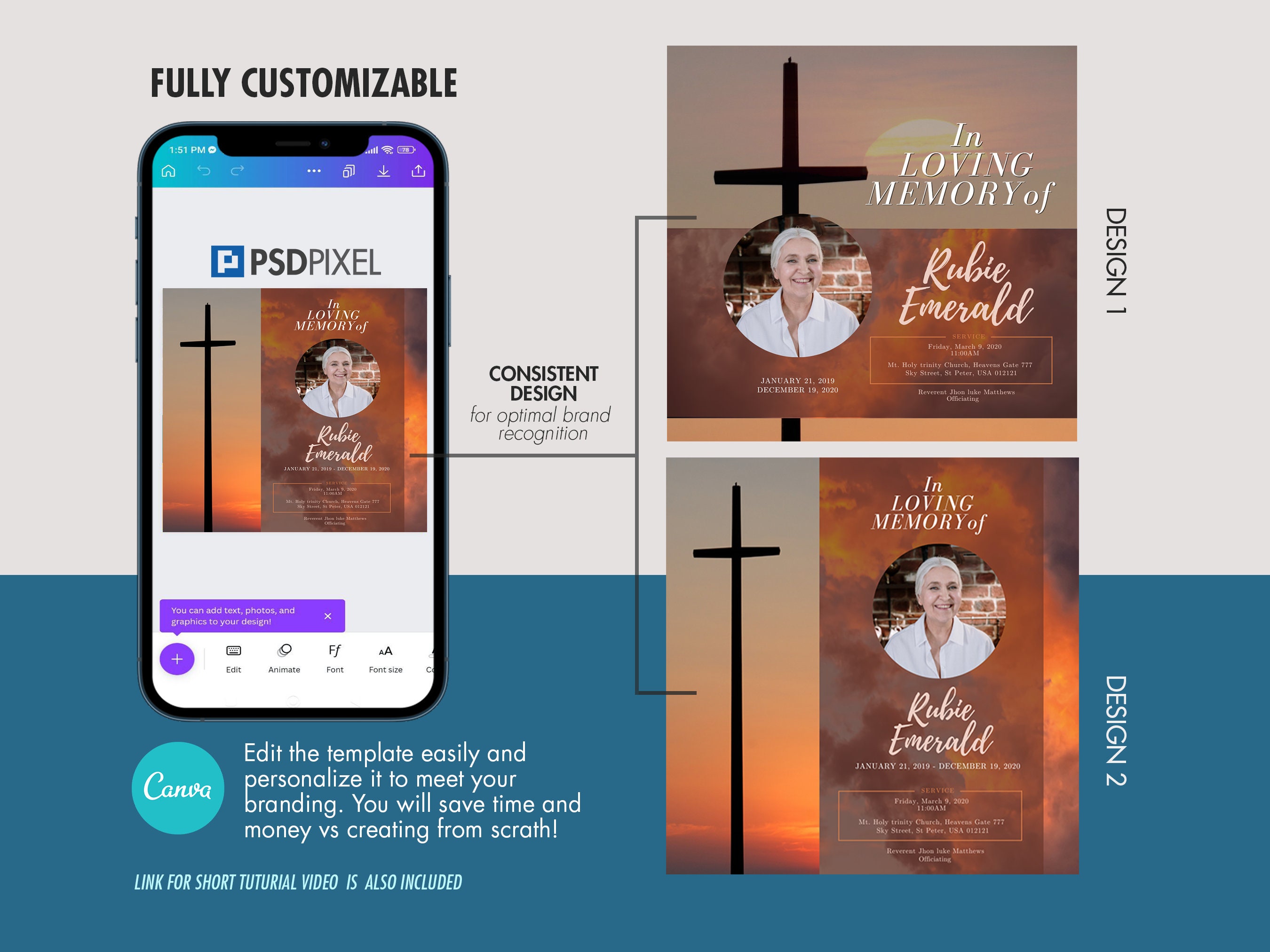 Memorial and Funeral Program Flyer and Social Media Combo Promotional ...