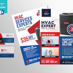 HVAC, Heating and Cooling Services Flyer and Business Card Print Combo ...